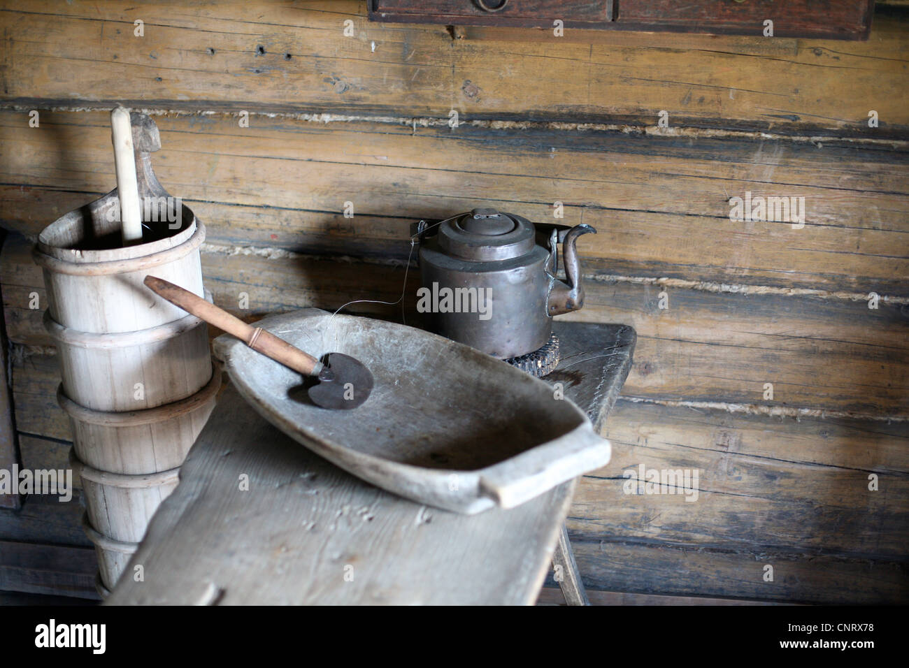Peasant kitchen utensils in the house of Maxim Yakovlev in the Kizhi ...