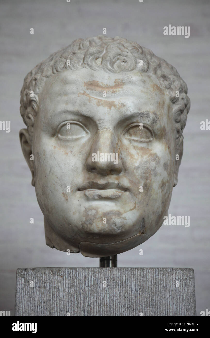 Marble head from a colossal statue of Roman Emperor Titus (reign 79-81 ...