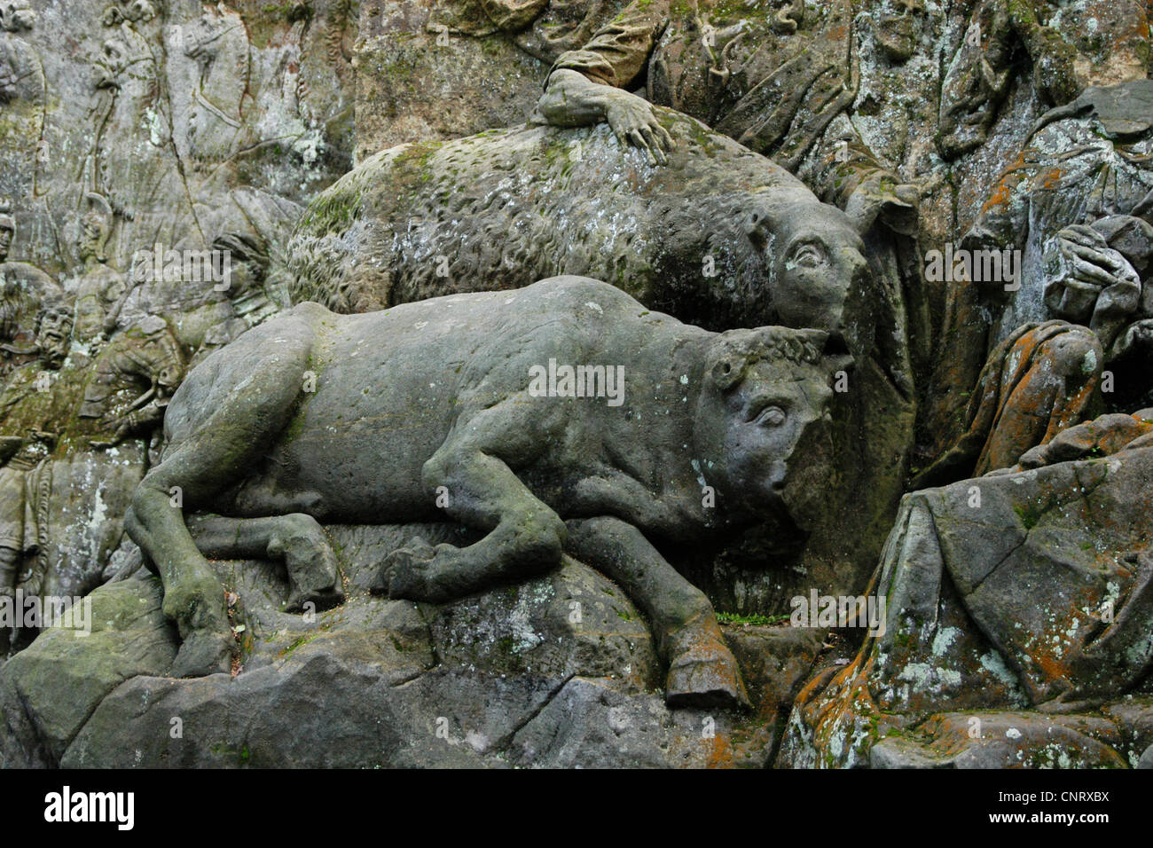 Cow and donkey depicted in the detail of the abandoned relief 'Nativity ...