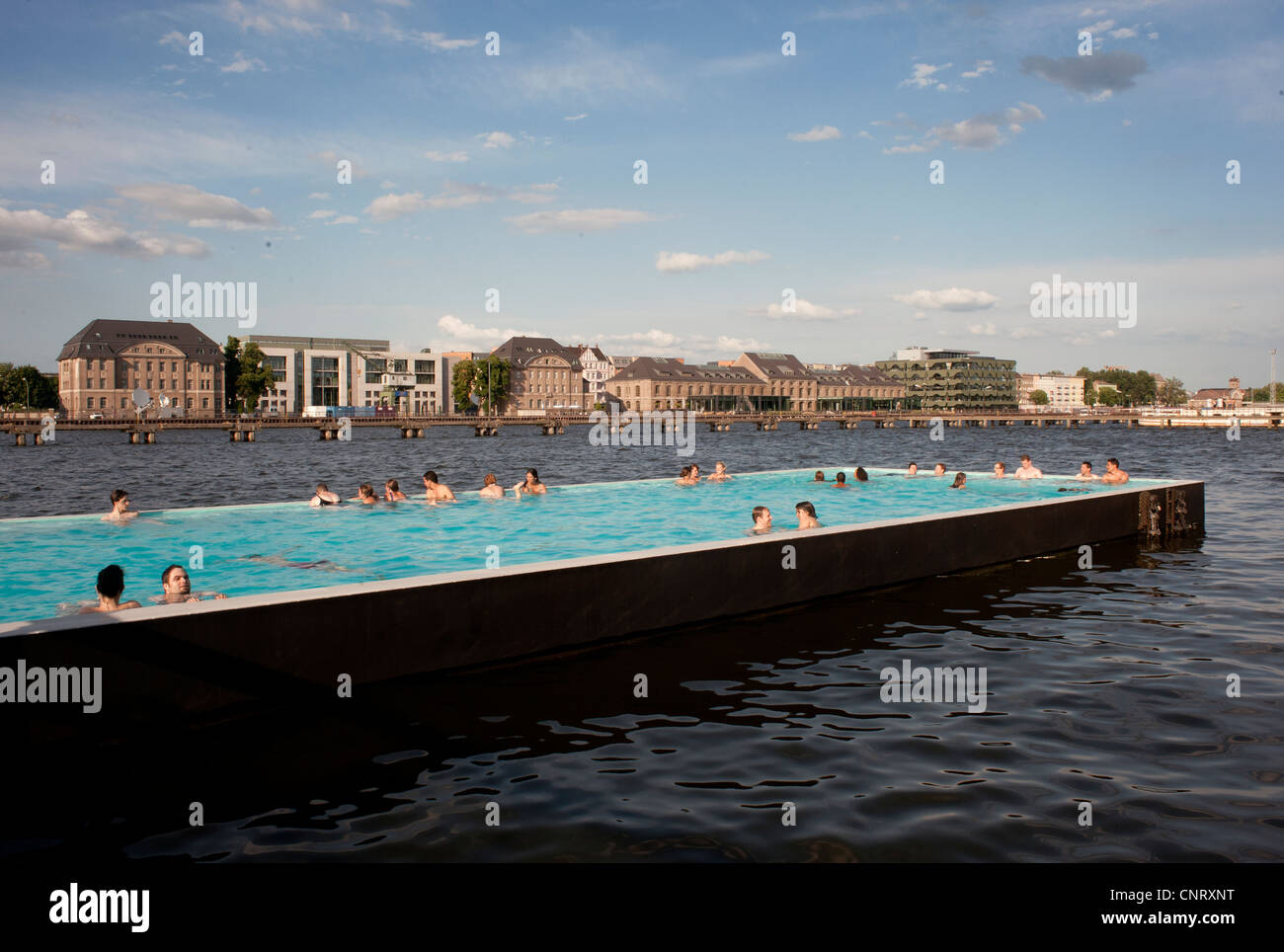 The Badeschiff, bathing ship, is a floating public swimming pool ...