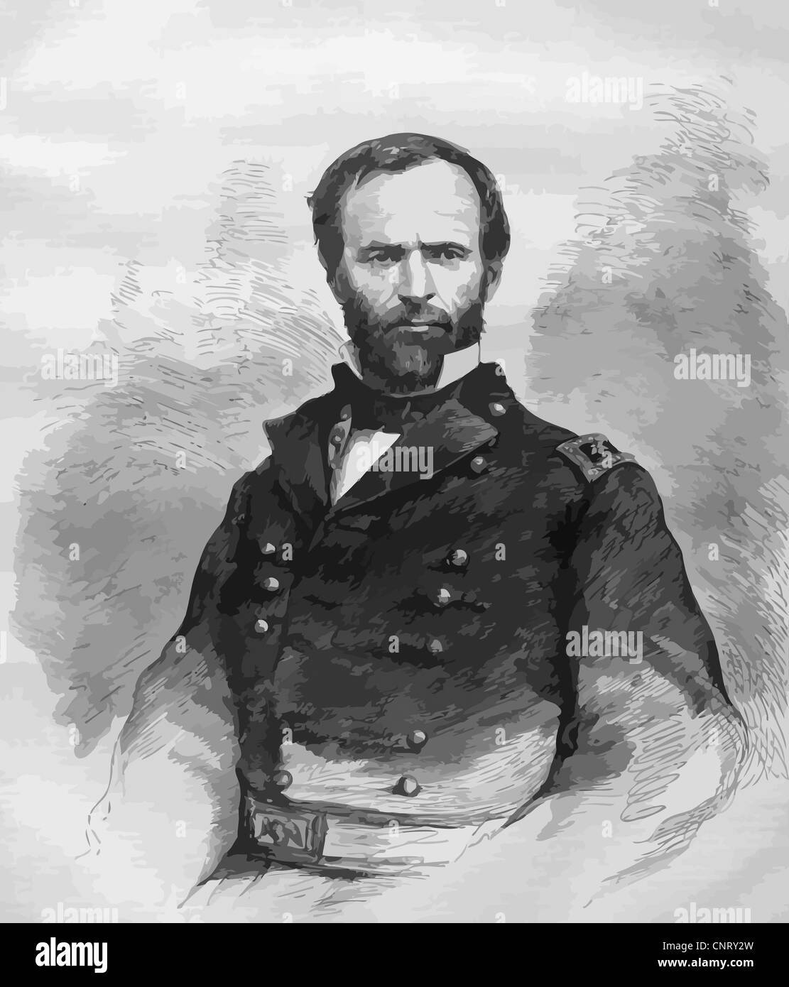 Digitally restored vector portrait of Civil War General William ...