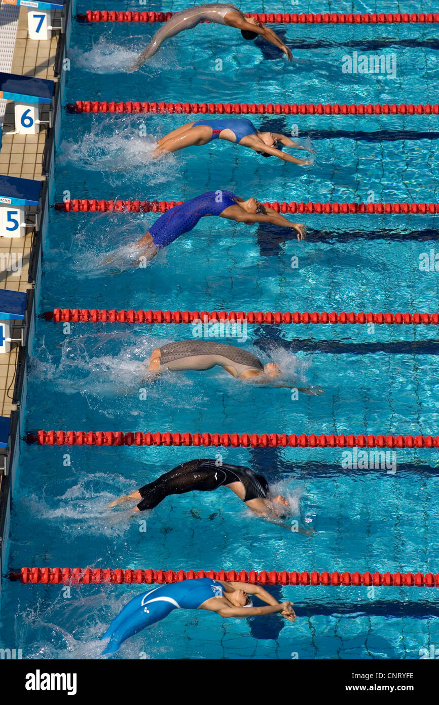 Startof women's backstroke race. 2004 Olympic Summer Games, Athens ...