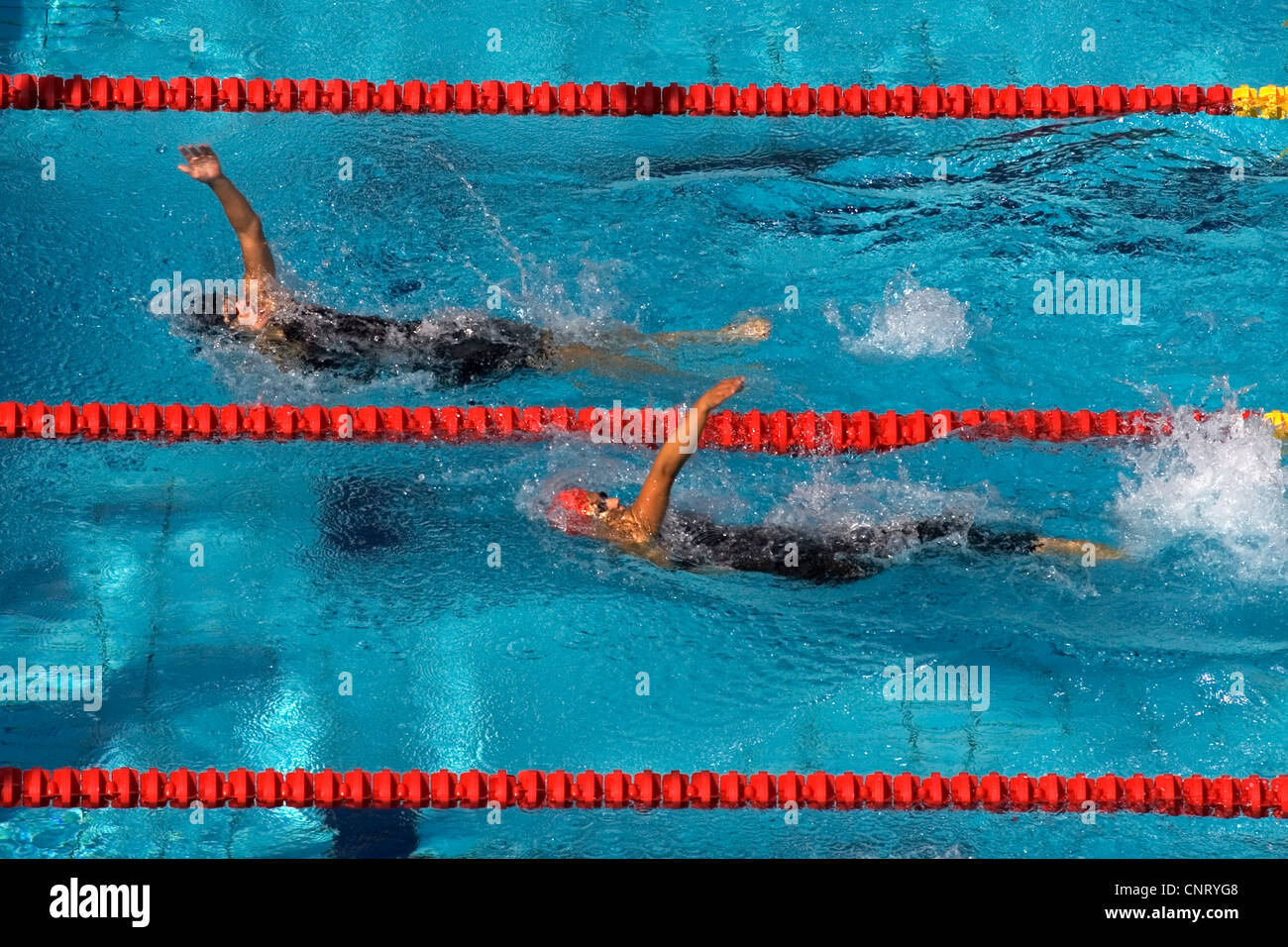 Competition in women's backstroke race. Olympic Summer Games, Athens ...
