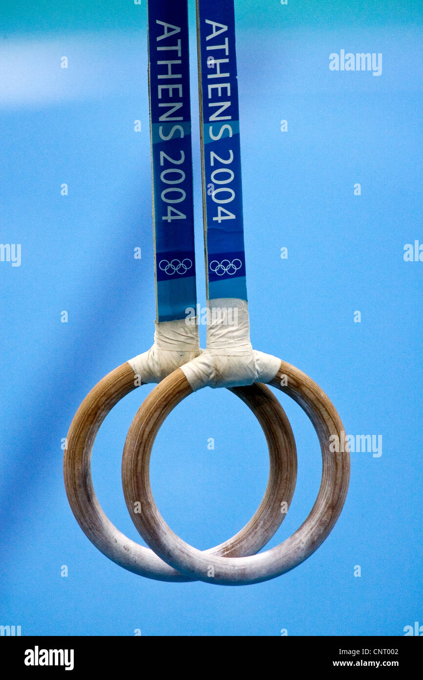 GYMNASTICS Detail of gymnastics rings in men's qualification 2004 ...