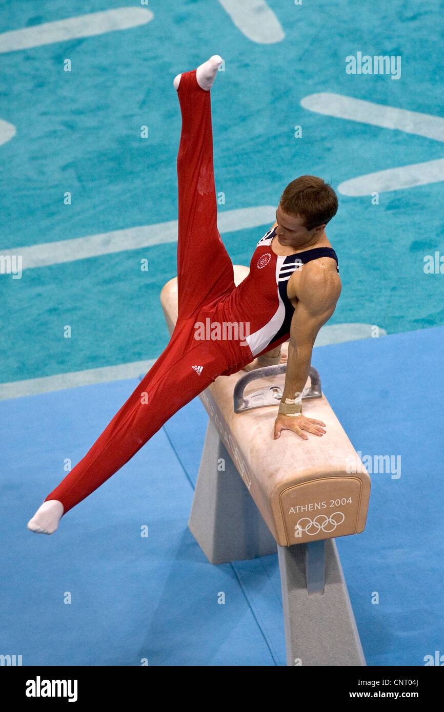 GYMNASTICS Paul Hamm (USA) competing on the pommel horse during the men's team final 2004 ...