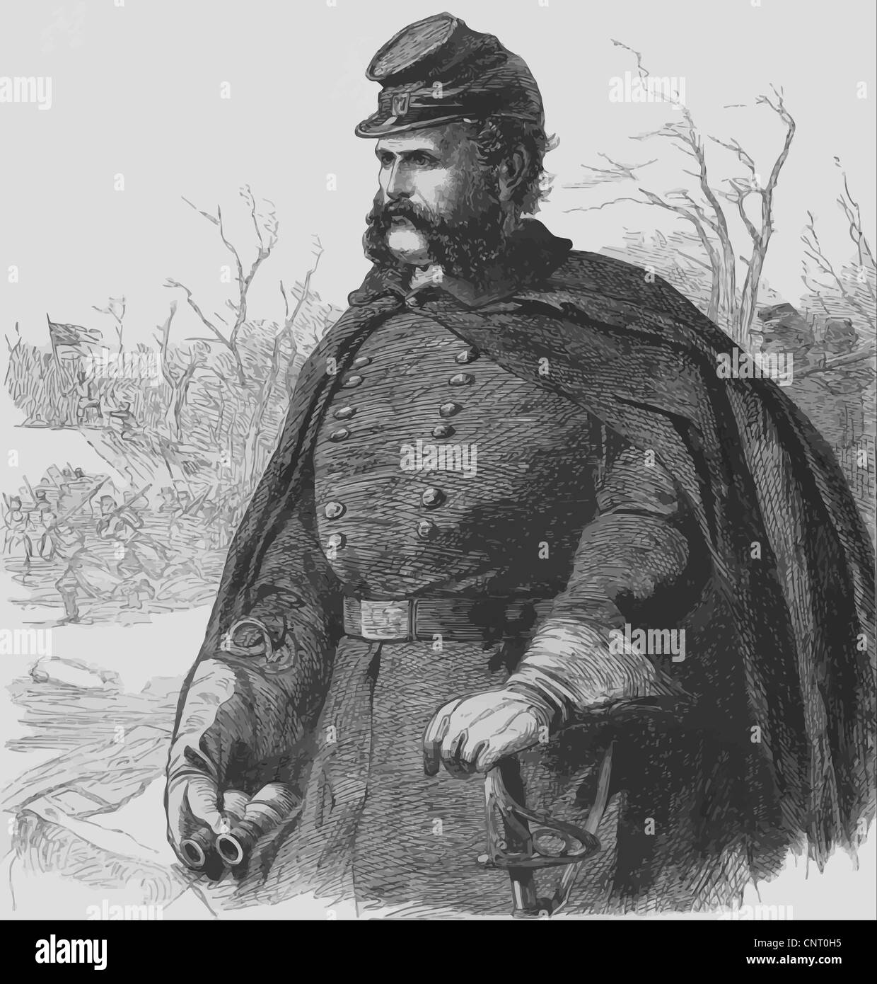 Digitally restored vector portrait of Ambrose Everett Burnside Stock ... Digitally restored vector portrait of Ambrose Everett Burnside Stock ...
