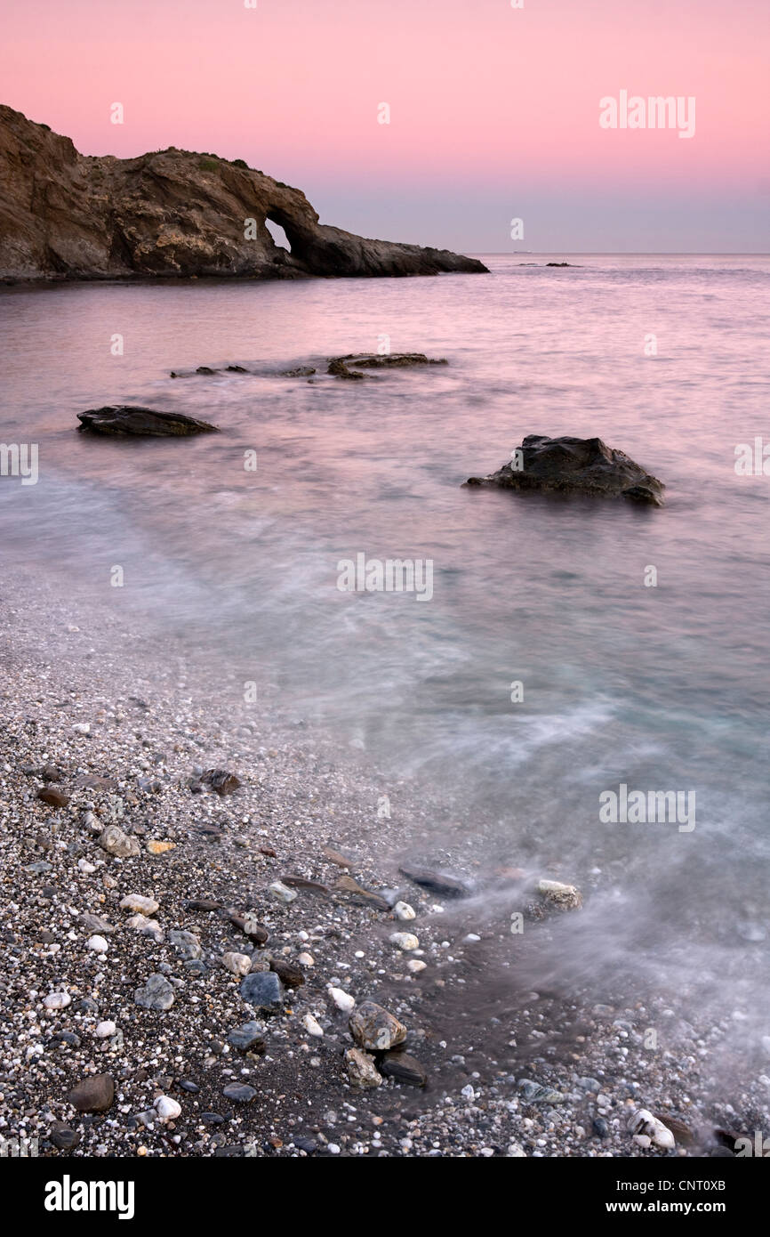Sunset at volcanic beach, Spain, Andalusia Stock Photo - Alamy