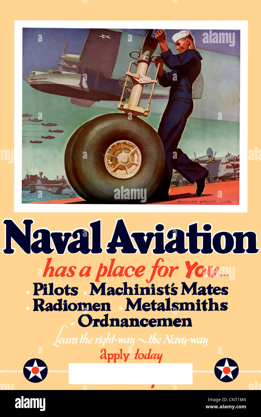 Vintage World War II poster of planes flying off in the background and ...