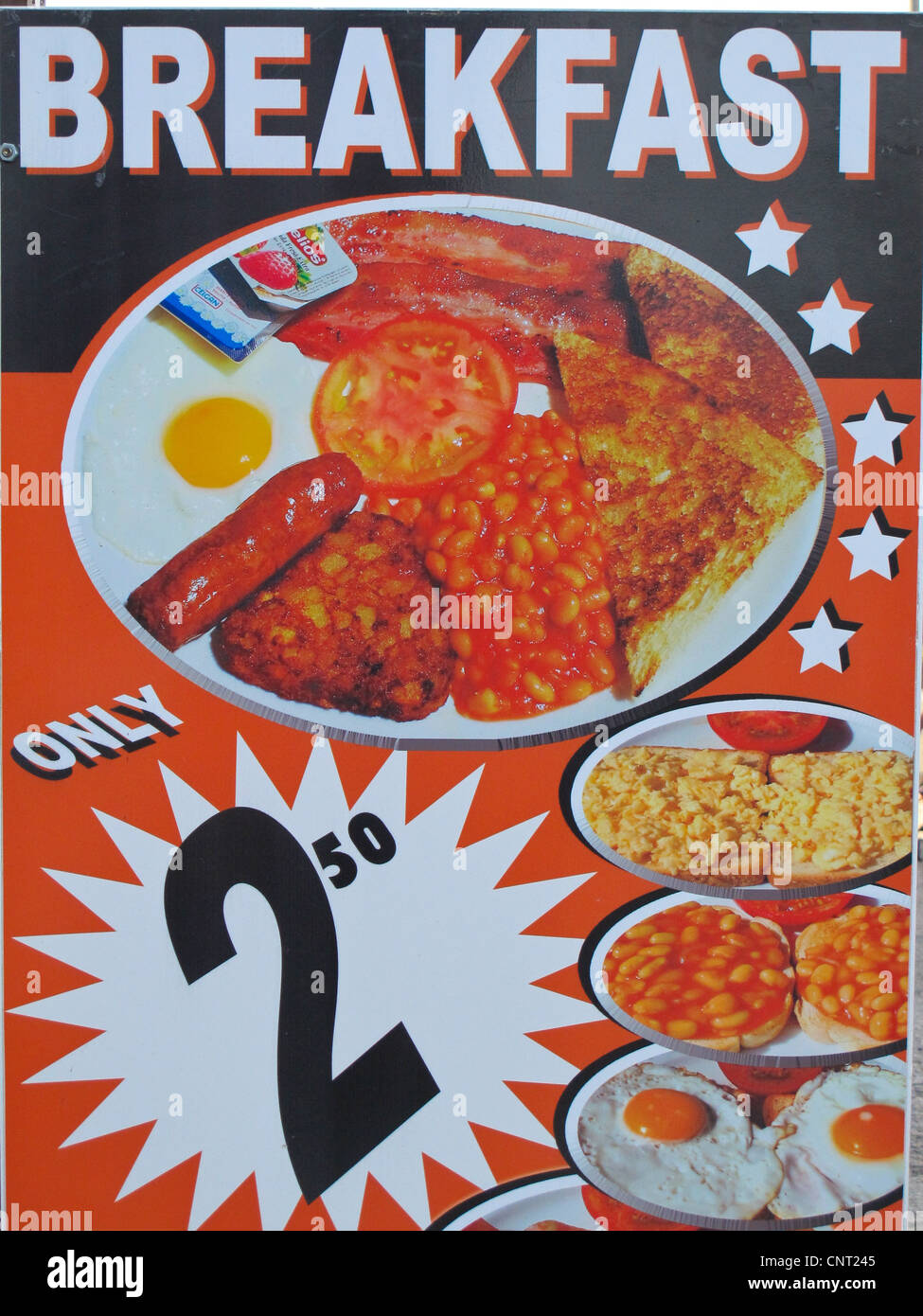 Holiday English Breakfast sign Stock Photo - Alamy