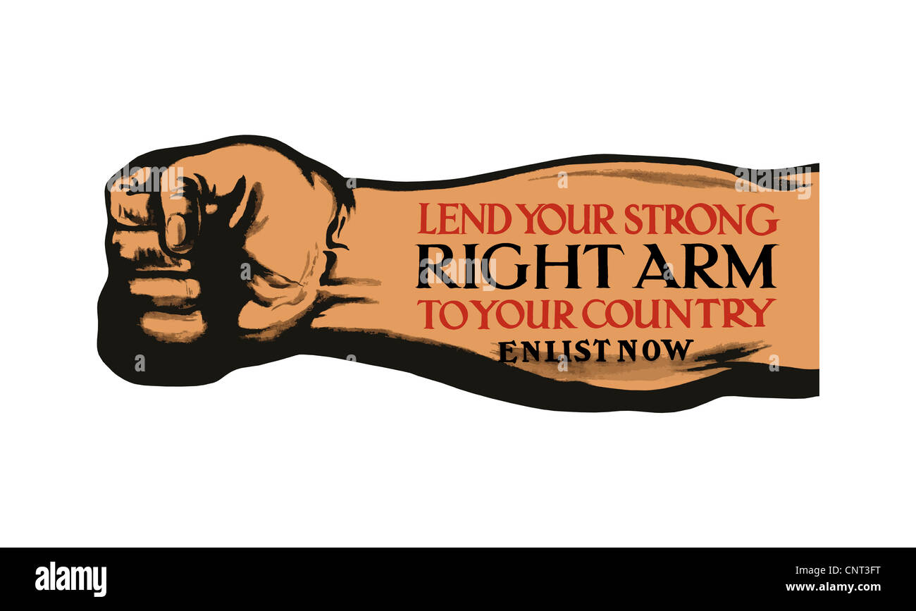 Vintage World War I poster of a clenched fist and a powerful forearm ...