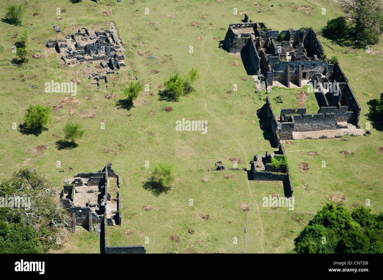 Ruins of Kilwa Kisiwani, aerial view Lindi Region, Tanzania Stock Photo ...