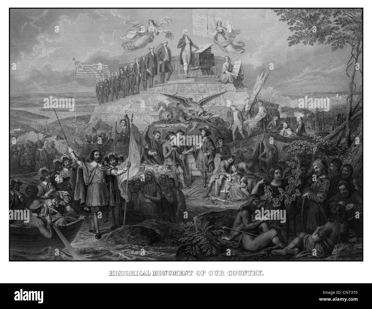 Vintage American History print of Christopher Columbus arriving in ...