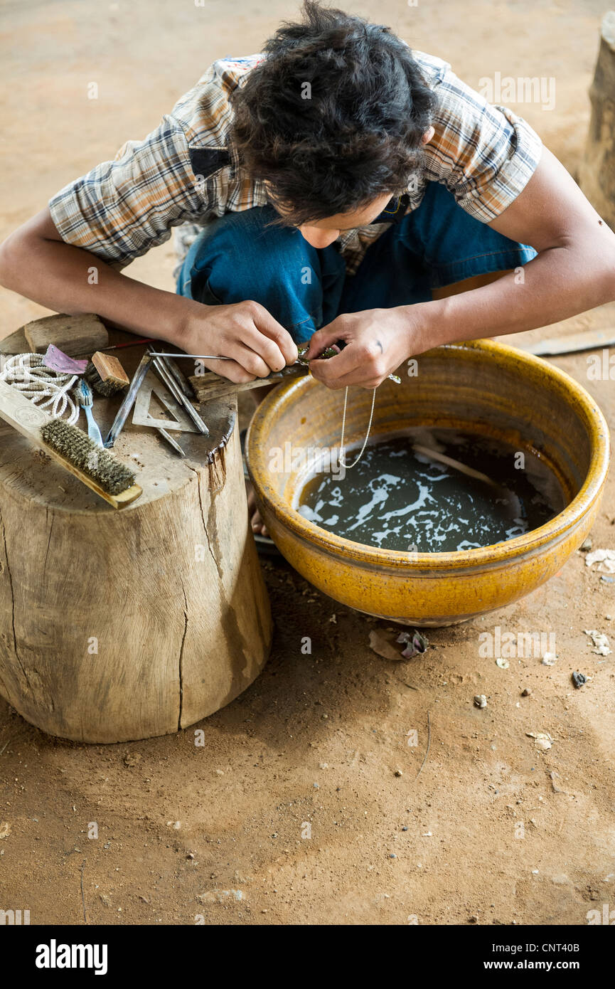 Silversmith working on jewelry in Mandalay, Myanmar Stock Photo - Alamy