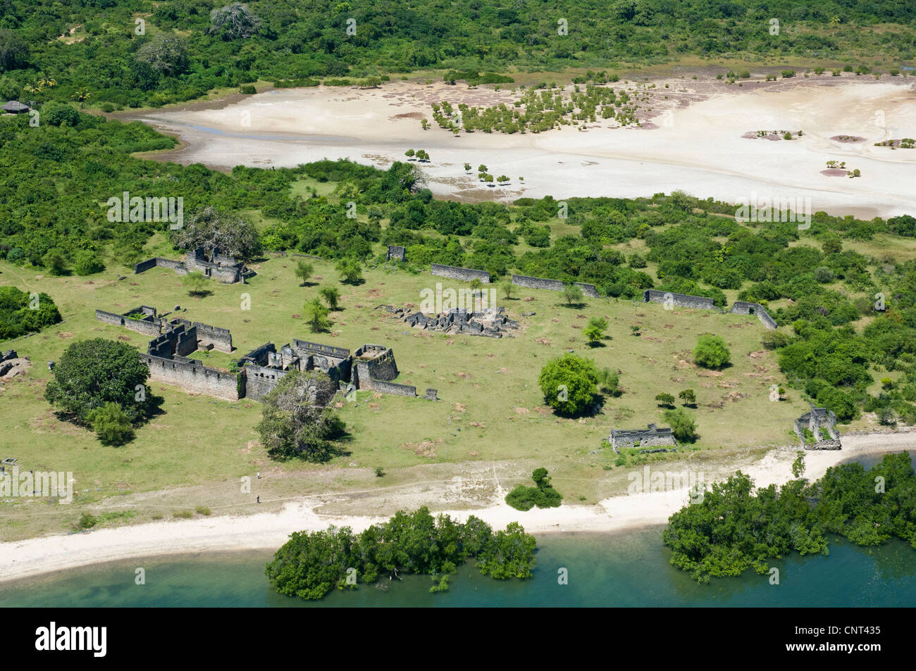 Ruins of Kilwa Kisiwani, aerial view Lindi Region, Tanzania Stock Photo ...