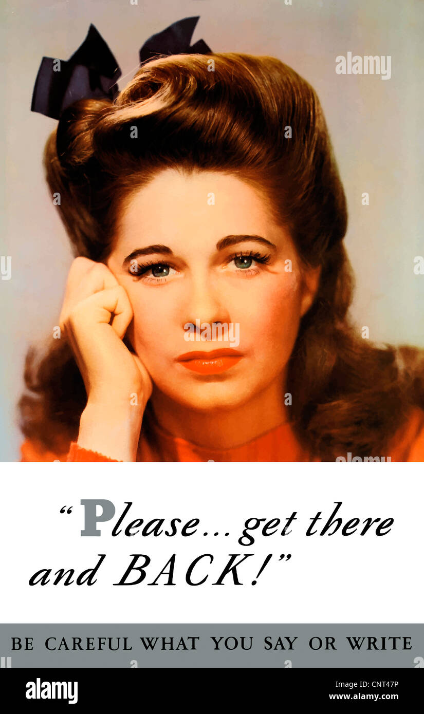 Vintage World War II poster features a war wife looking sad Stock Photo ...