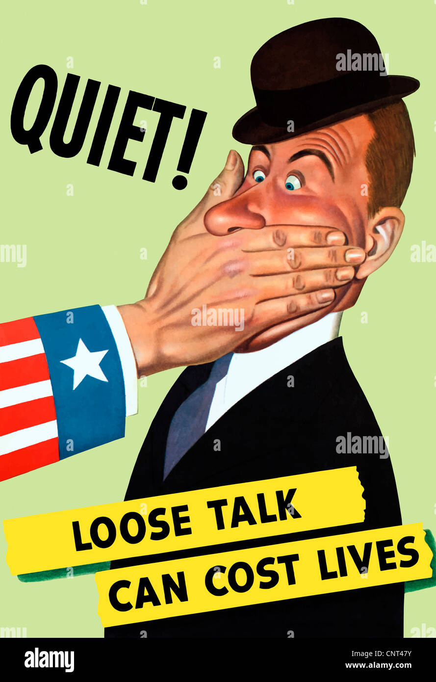 Vintage World War II poster showing the hand of Uncle Sam covering the ...