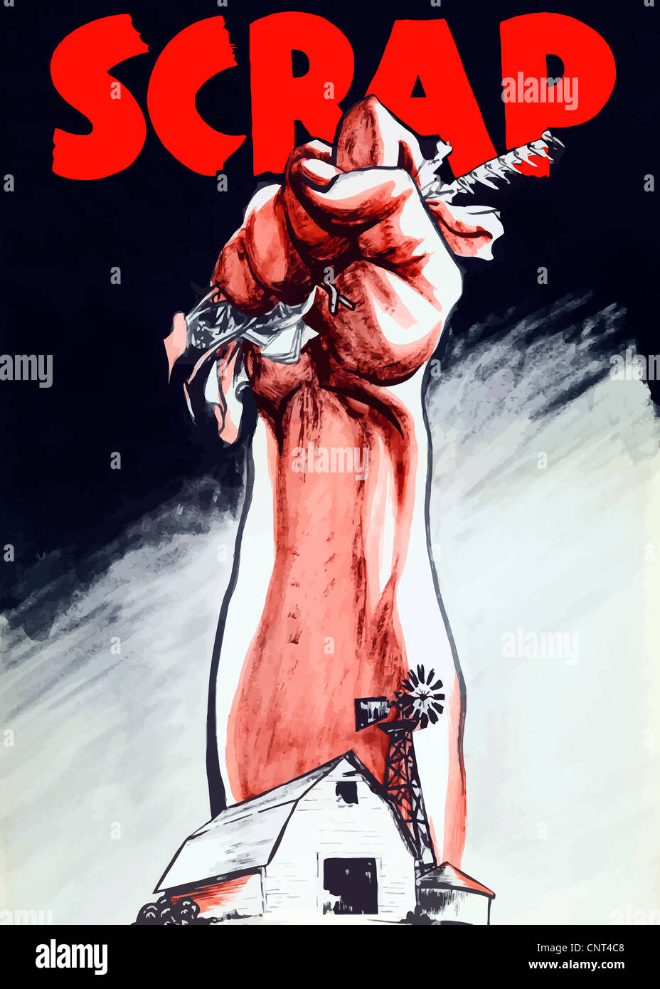 Vintage World War II poster of an arm emerging from a farm holding ...