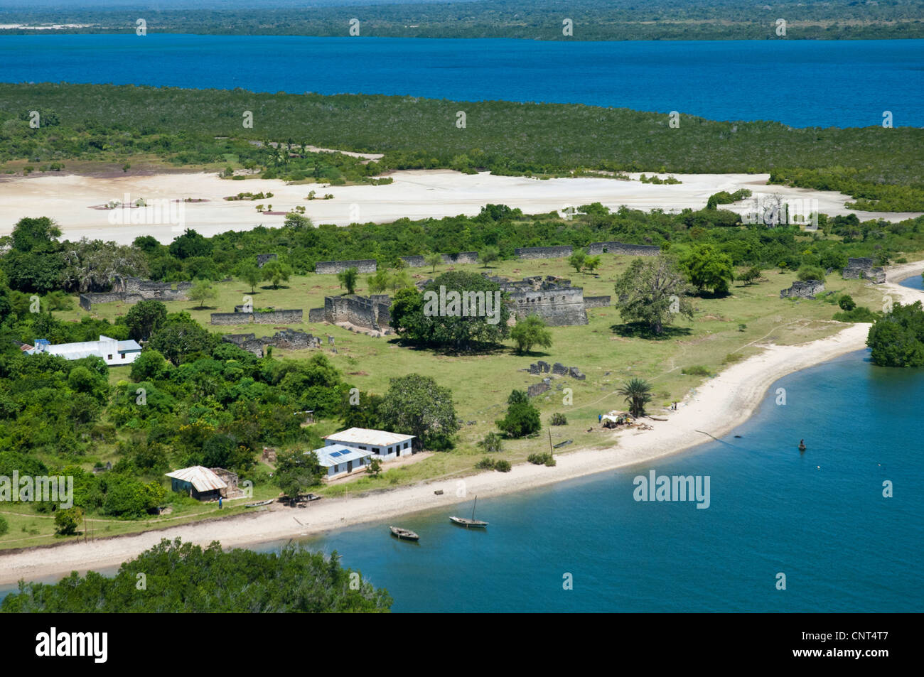Ruins of Kilwa Kisiwani, aerial view Lindi Region, Tanzania Stock Photo ...
