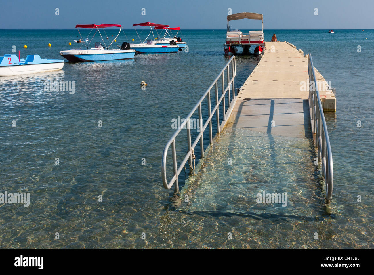 hire boats and pontoon, Laganas Zakynthos Stock Photo - Alamy
