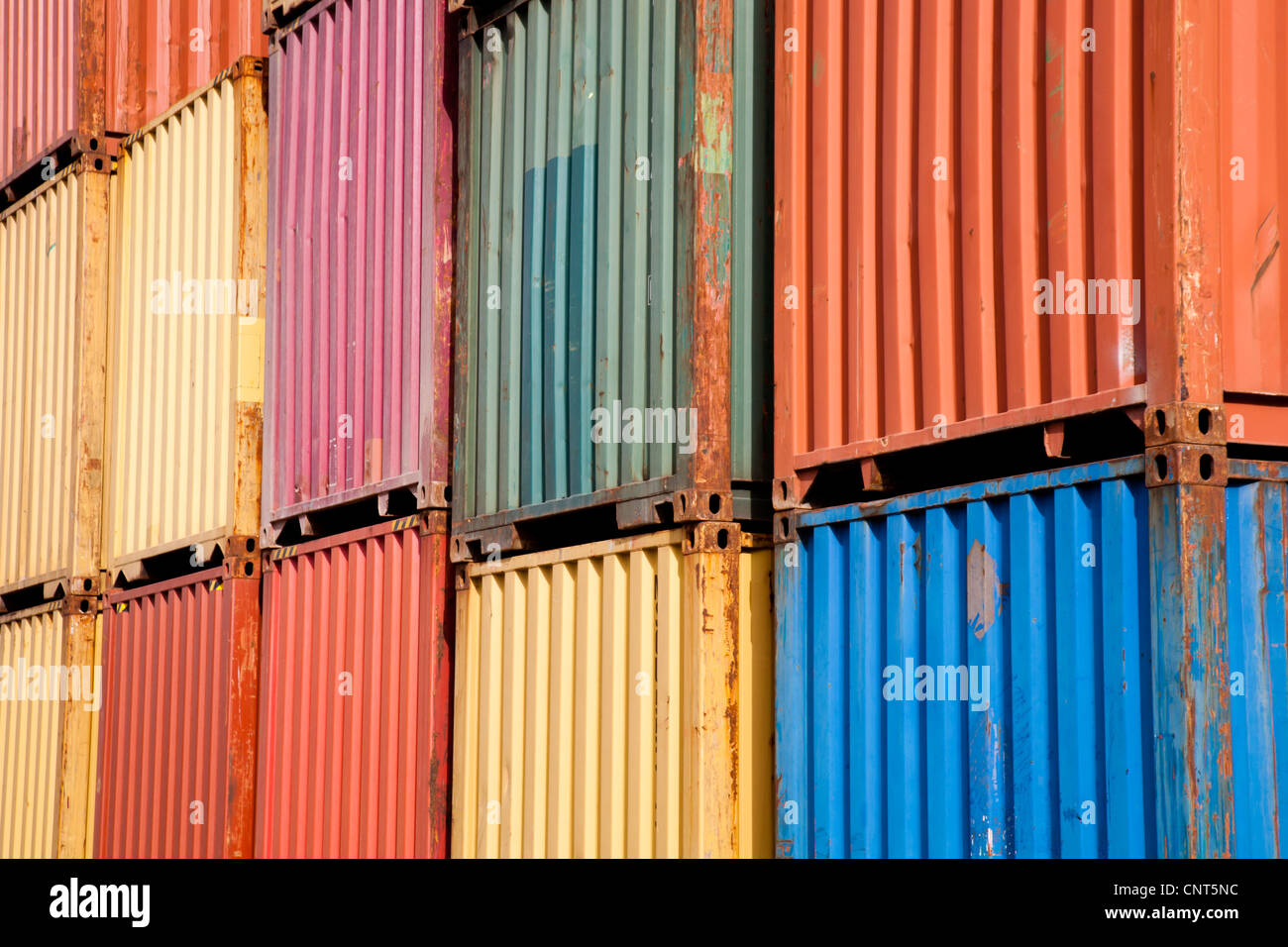 Stacks of multi-colored cargo containers Stock Photo - Alamy