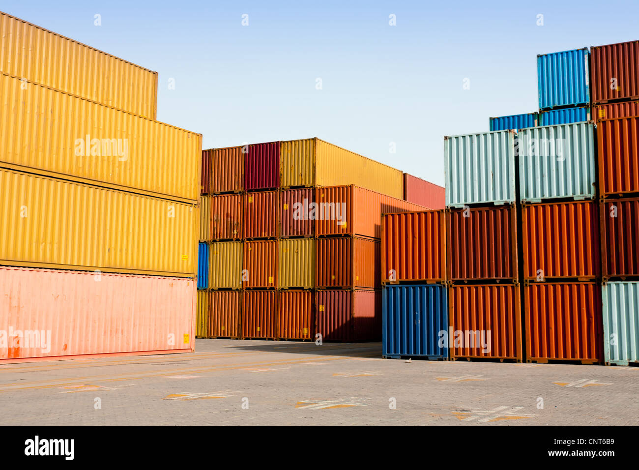 Stacks of colorful cargo containers Stock Photo - Alamy