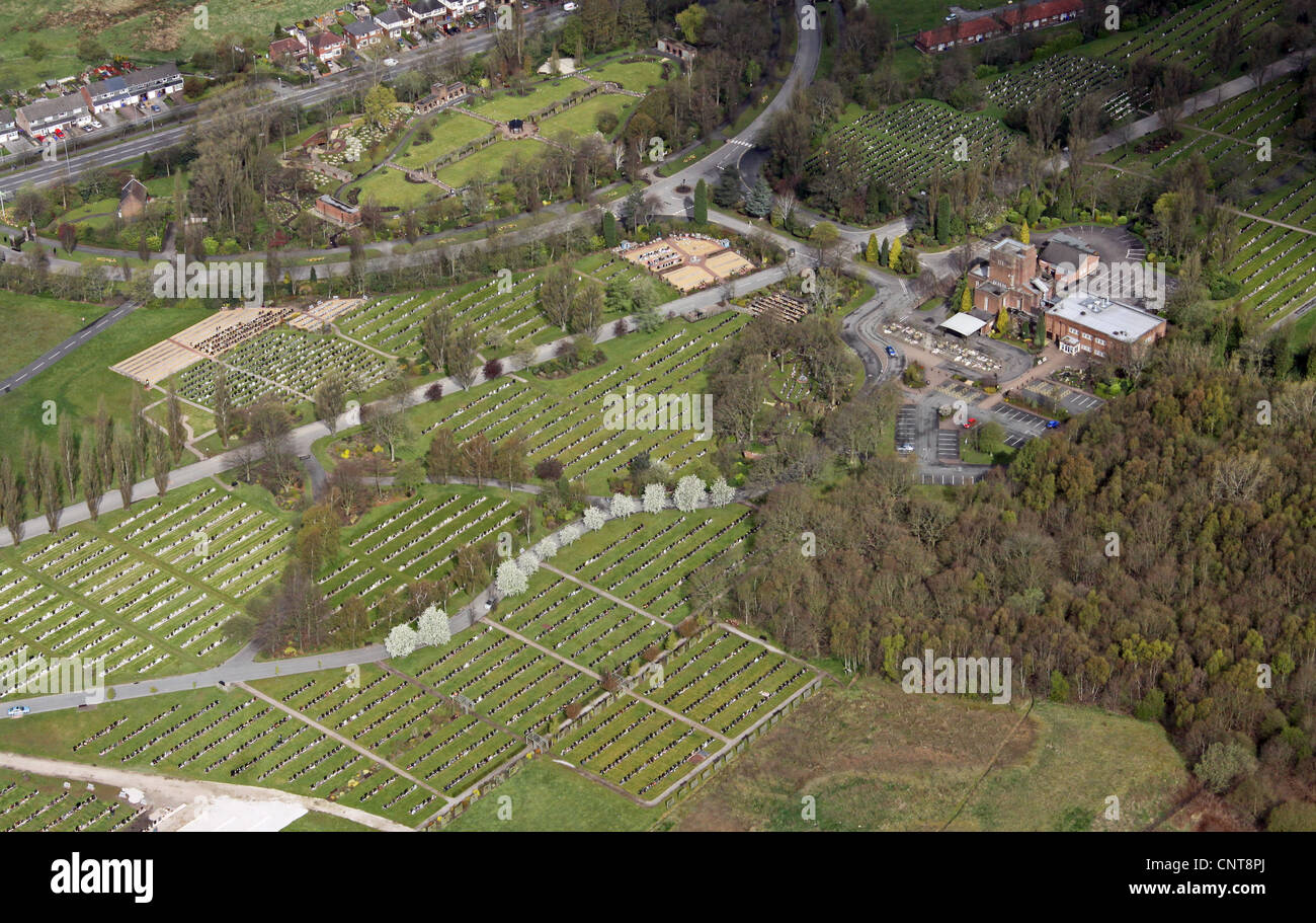 aerial view of a graveyard cemetery and crematorium Stock Photo - Alamy