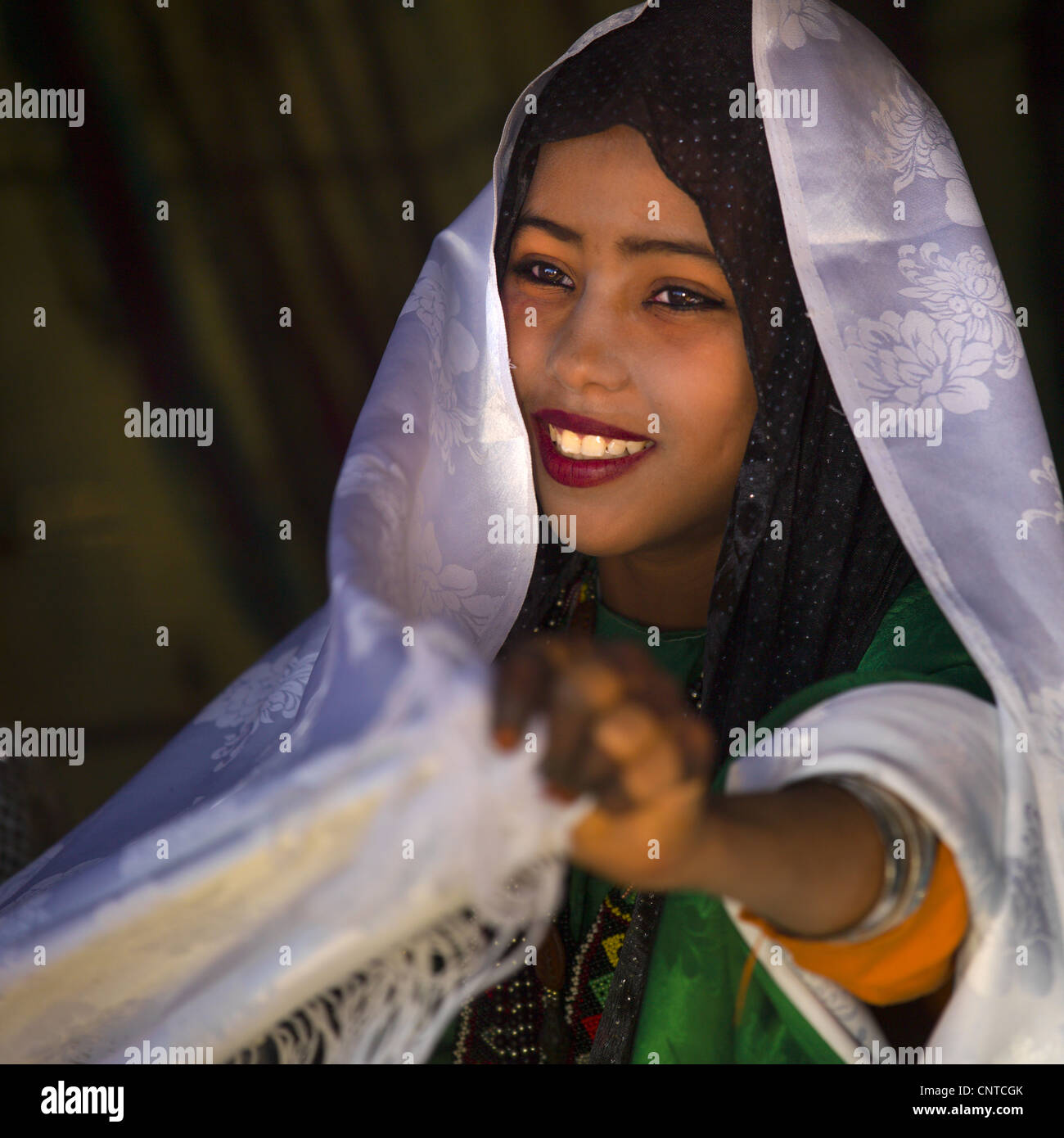 Girl from Ghadames in traditional tuareg clothes, Libya Stock Photo - Alamy