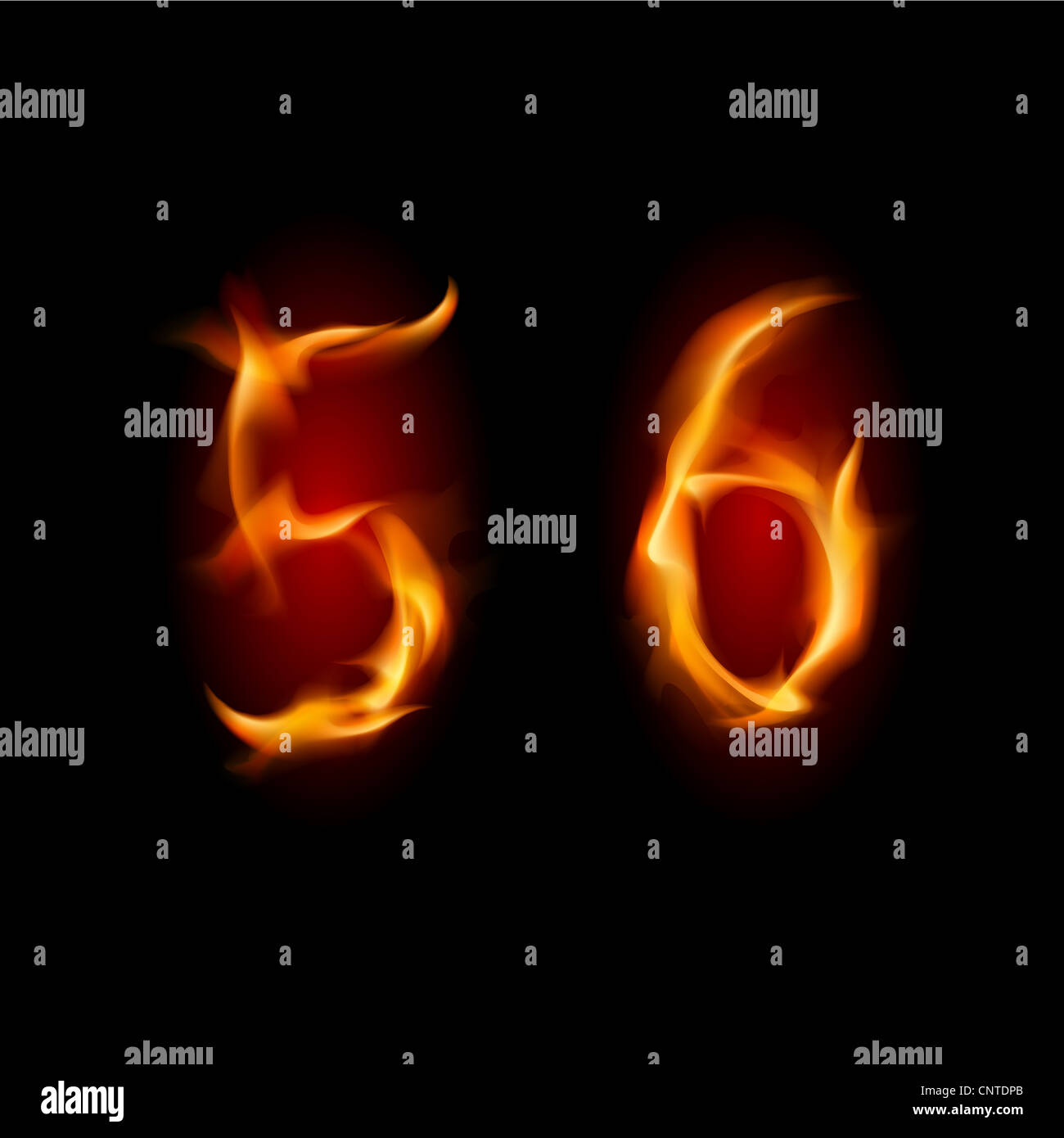 Two alphabet symbol of fire - numbers five and six. Illustration on ...