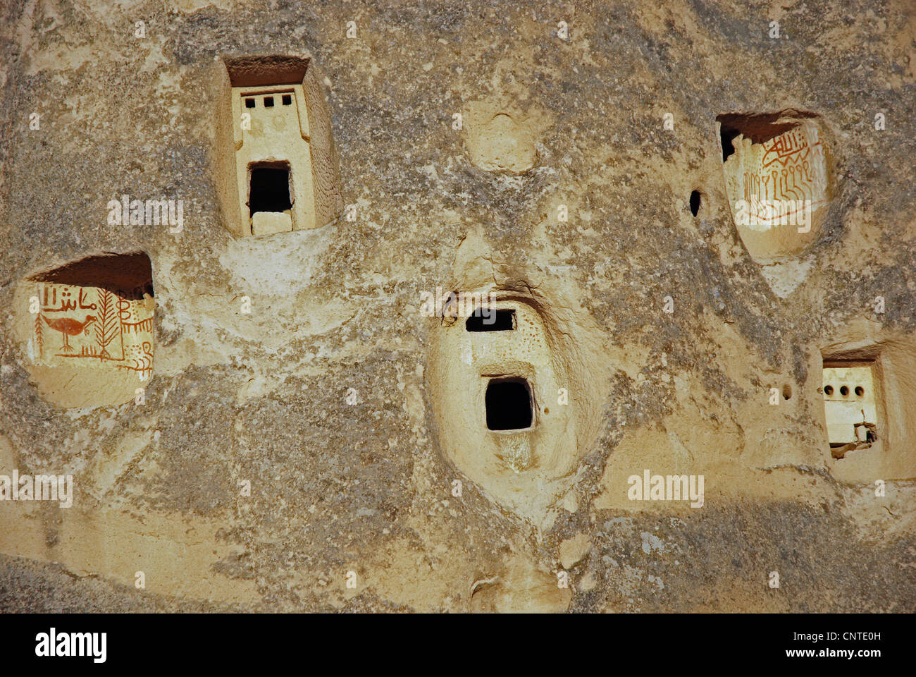 historical cave architecture built into tuff formations, Turkey ...