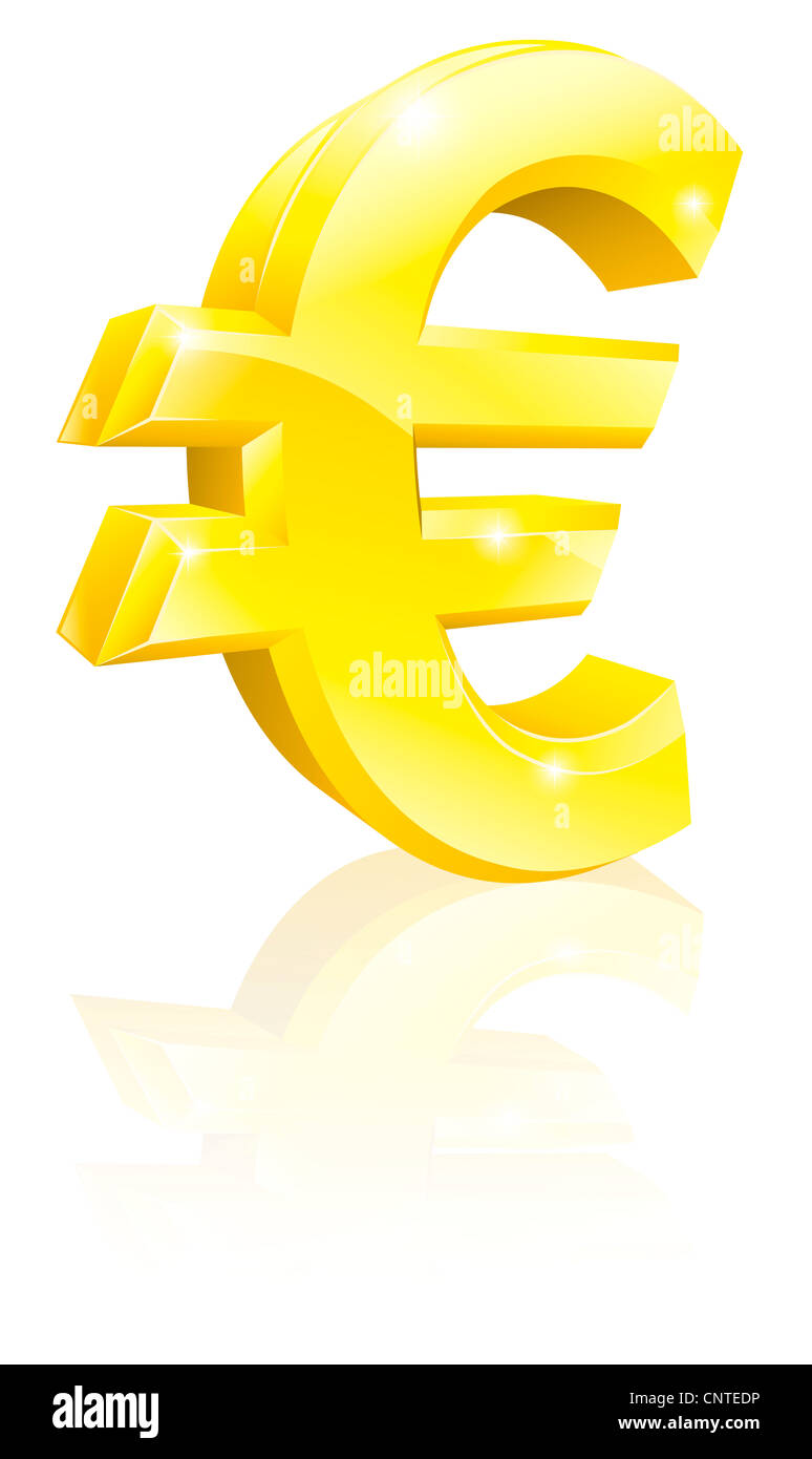 Illustration of a big shiny gold Euro currency sign Stock Photo - Alamy
