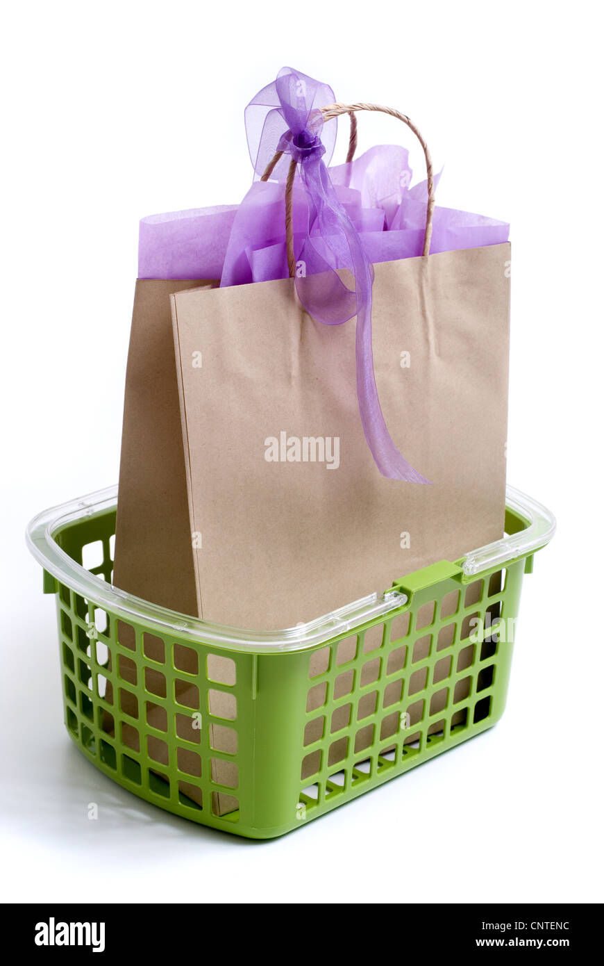 Shopping bag inside a plastic cart Stock Photo - Alamy