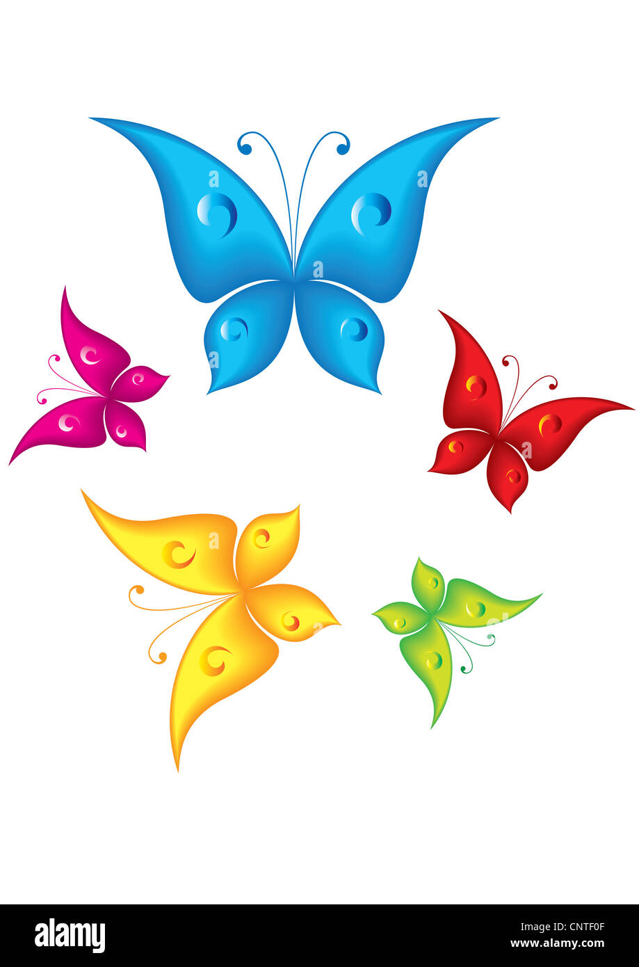 Set of different cartoon butterflies Stock Photo - Alamy