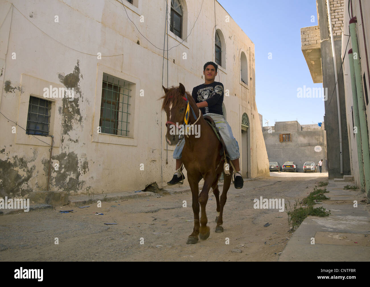 Man on horse in Tripoli, Libya Stock Photo - Alamy