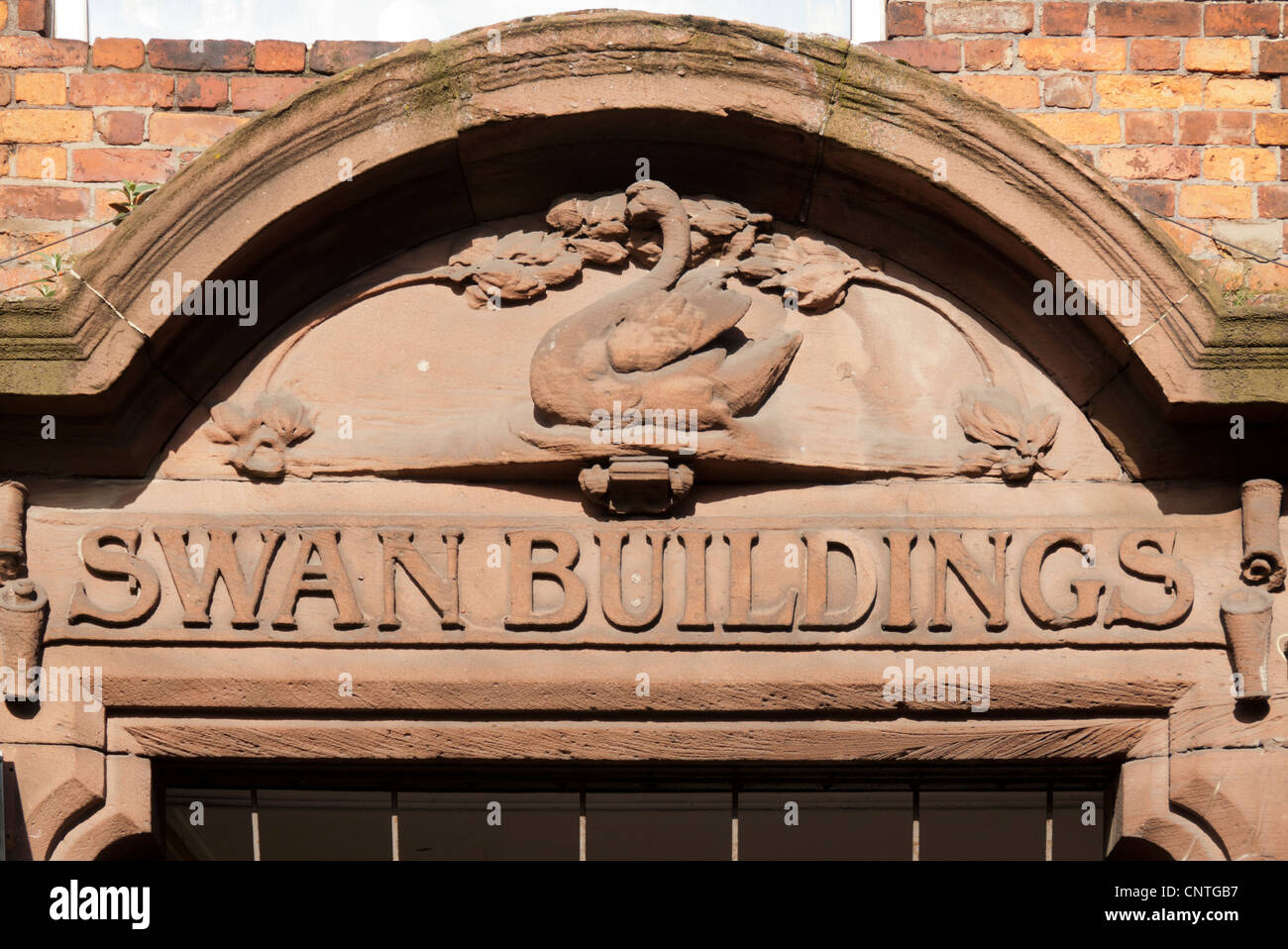 Stone carving of a swan on Swan Buildings, Swan Street, Northern ...
