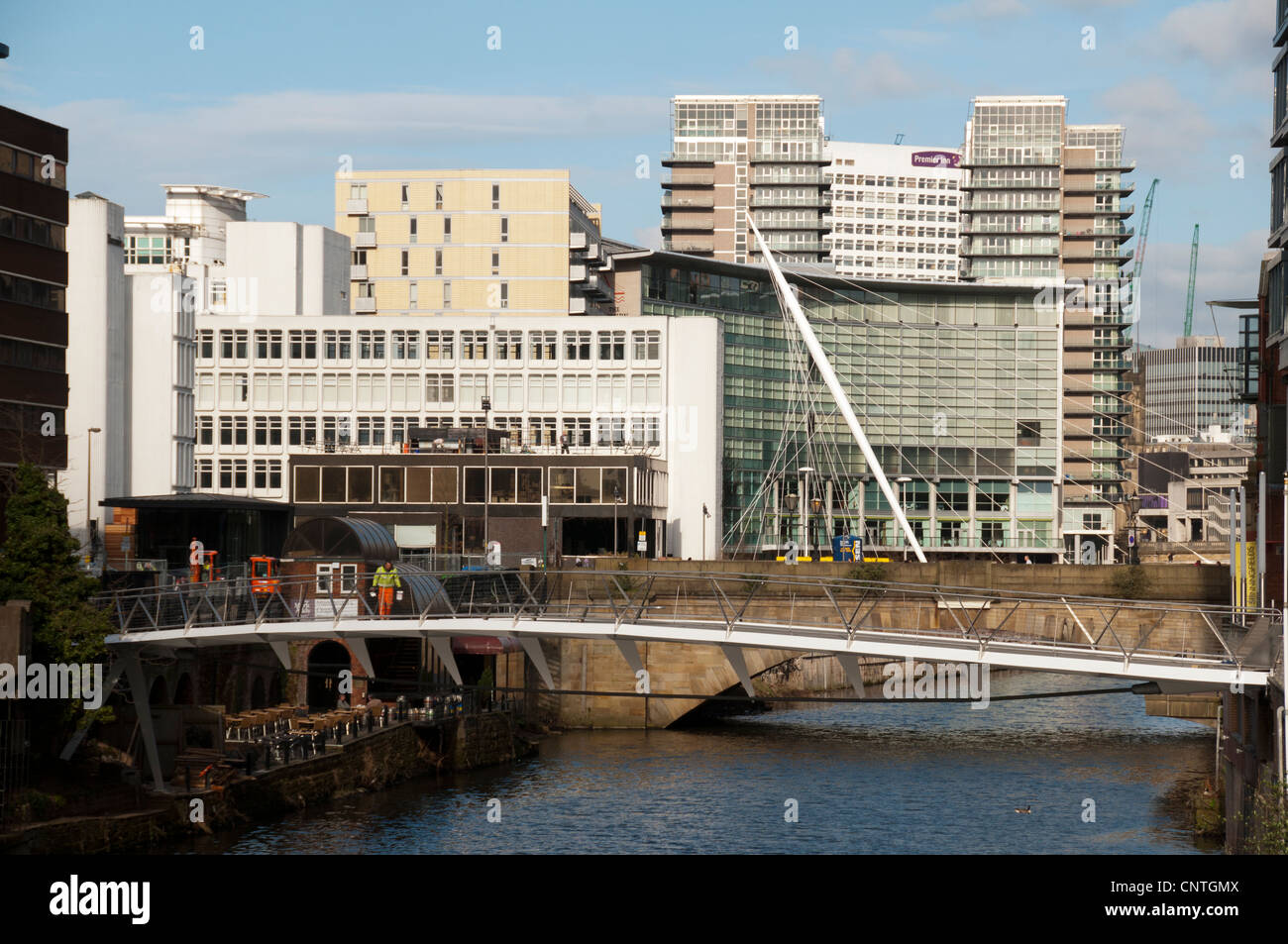 The river Irwell between Salford (left) and Manchester (right) with the ...