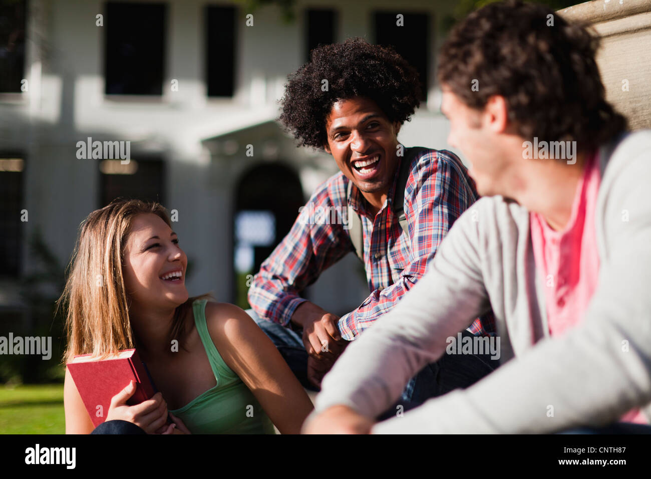 Students sitting together on campus Stock Photo - Alamy
