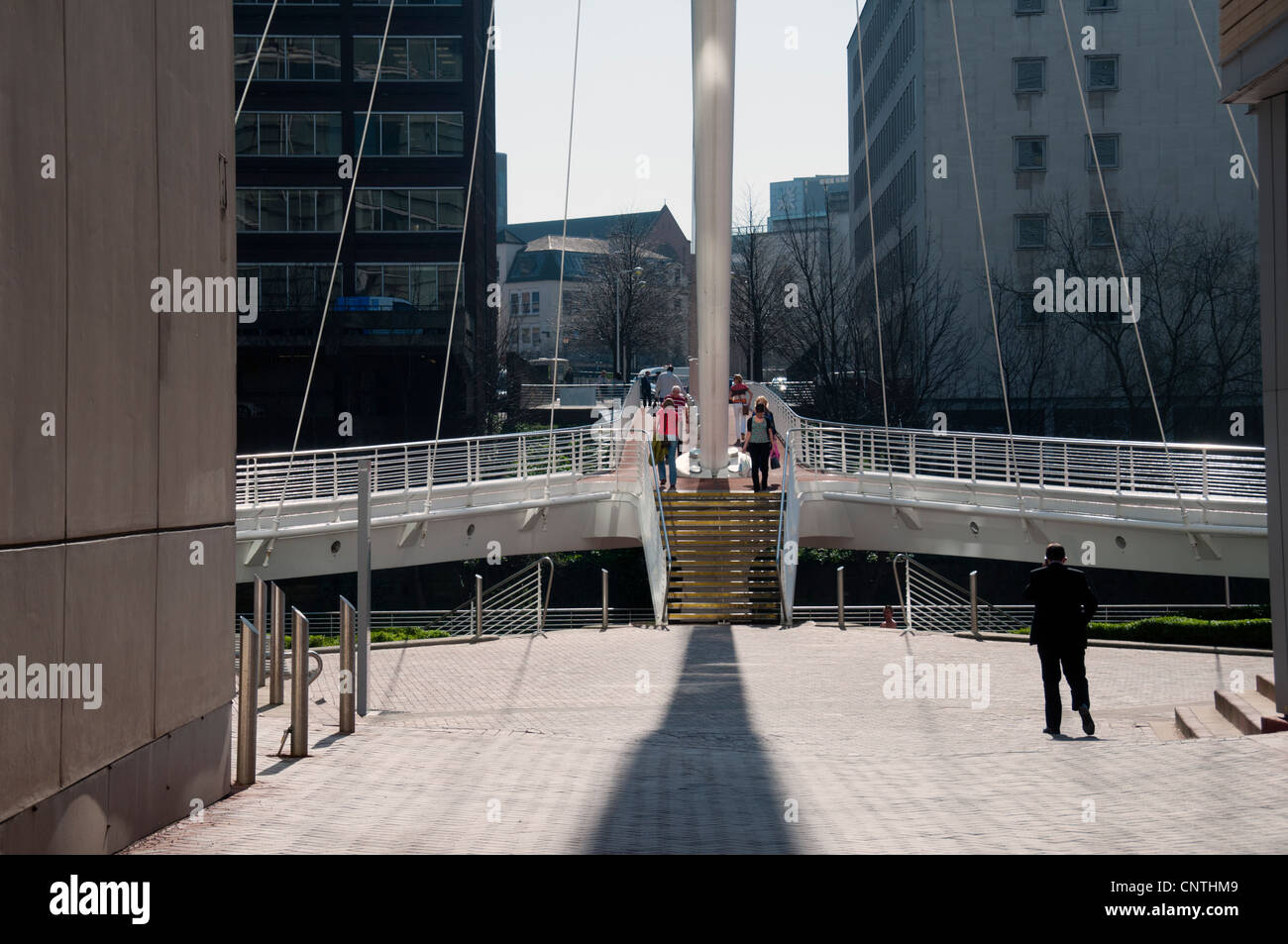 Trinity Bridge (Santiago Calatrava, 1995) from the Salford bank of the ...