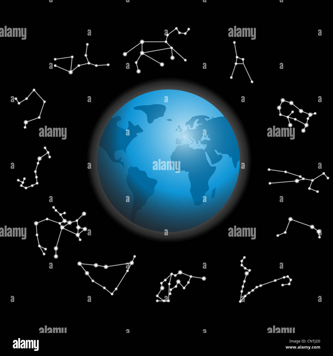 constellations around the globe vector illustration Stock Photo - Alamy