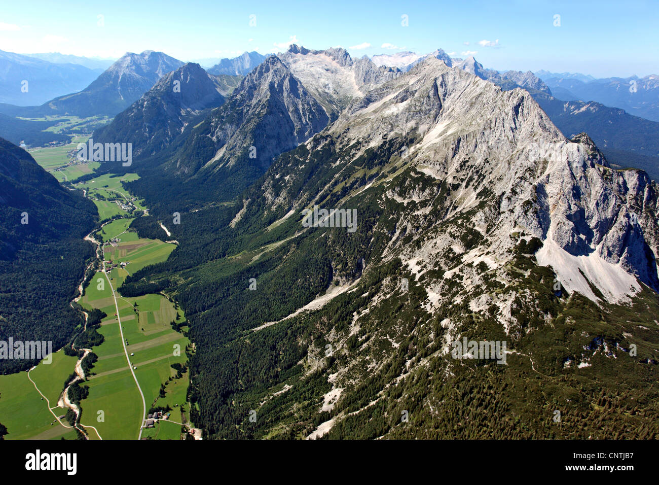 Wettersteinspitze. left Lautascher Ache (Austria), south part of ...
