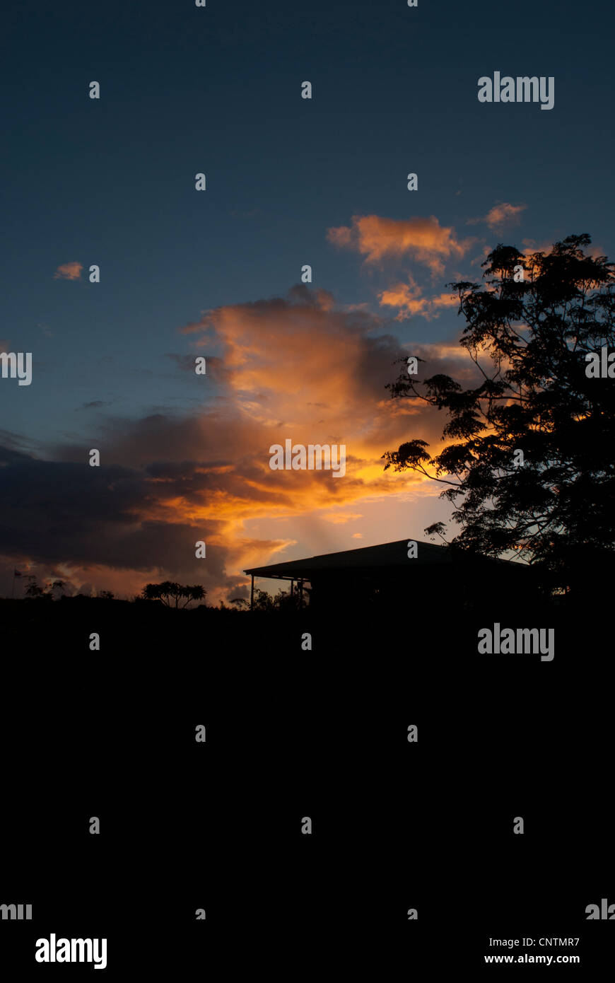 Sunrise over house Easter Island Stock Photo - Alamy