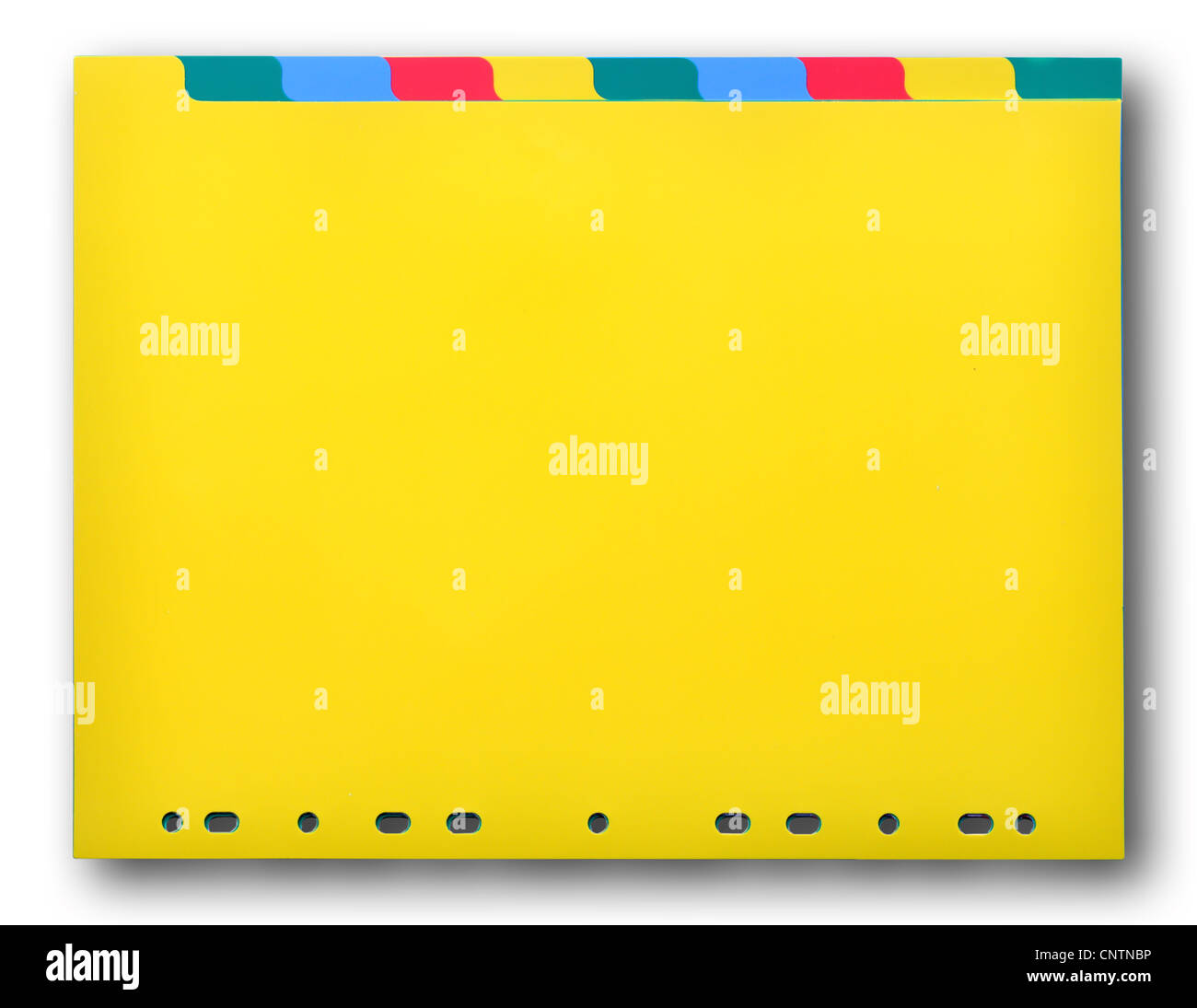 Colorful plastic index sheet with shadow on white background Stock ...