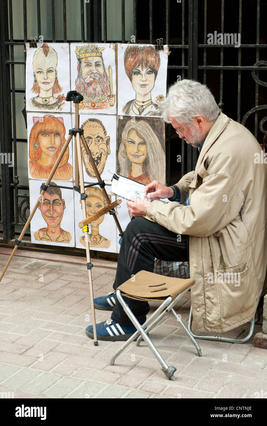 Street artist in Old Arbat street in Moscow Russia, taken on April 2012 ...
