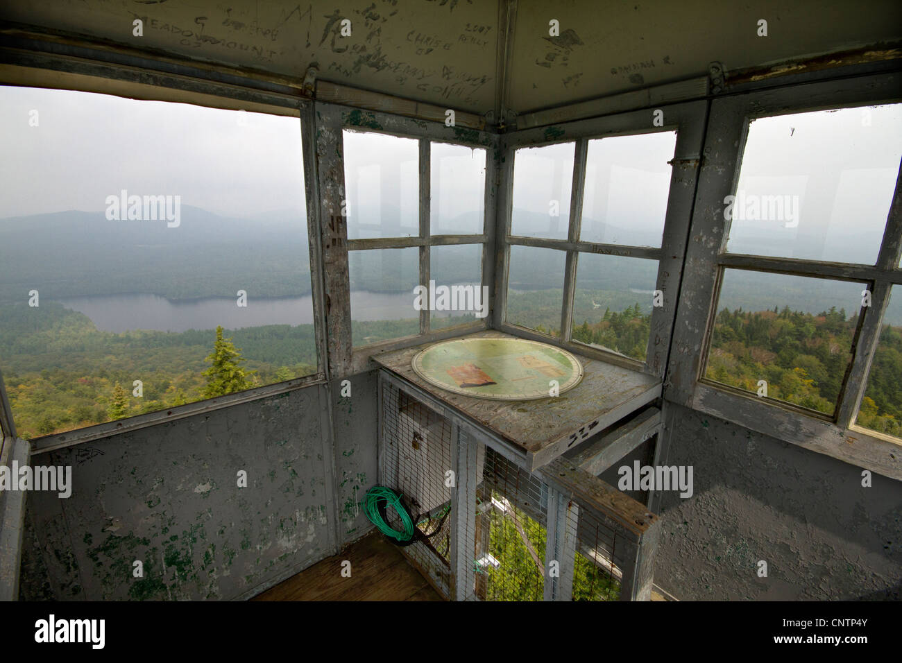 Insdie view of a 60-foot fire tower on a Goodnow Mountain - Huntington ...