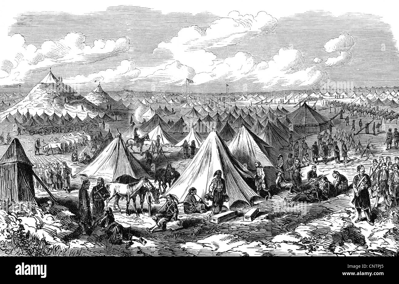 events, Balkan Crisis 1875 - 1878, camp of the Turkish observation ...