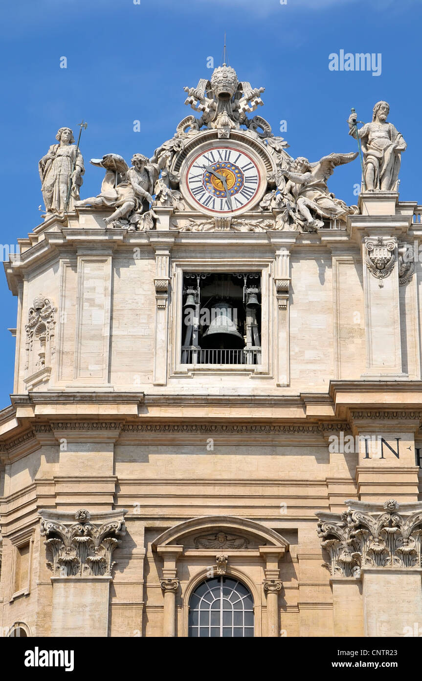 Ornate Clock Bell Tower St. Peter's Square and St. Peter's Basilica Rome Italy Europe Stock ...
