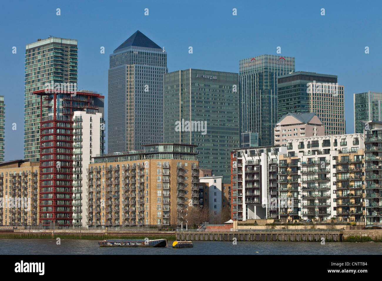 Canary Wharf and Riverside Apartment Blocks, London, England Stock ...