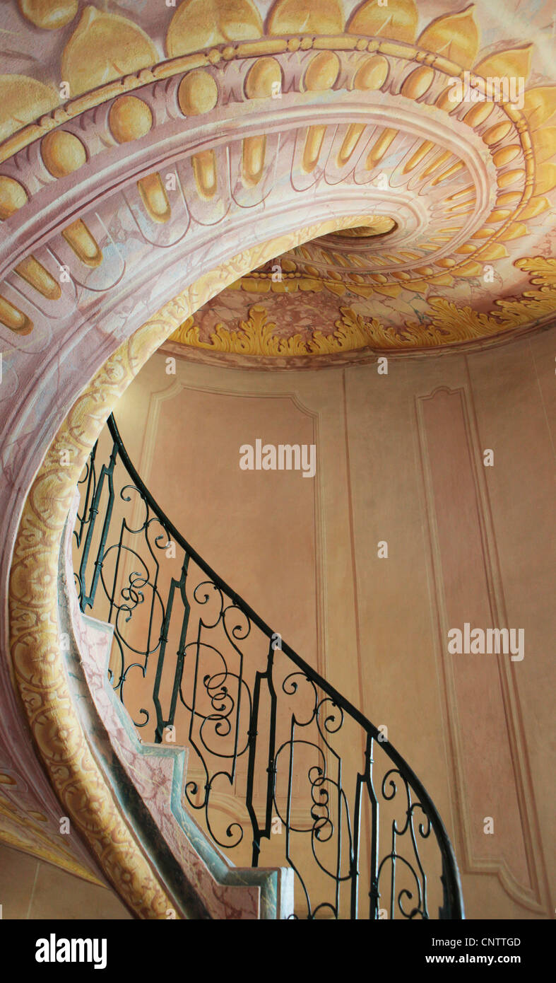 A staircase near the Melk Library in the Melk Abbey on the Danube River ...