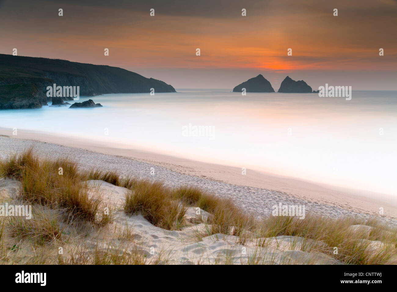 Holywell Bay; sand dunes and beach; Cornwall; UK Stock Photo - Alamy