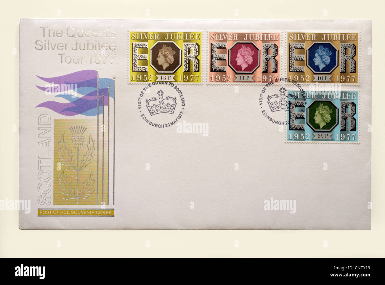 Queen Elizabeth II Commemorative postage stamp issues on first day ...