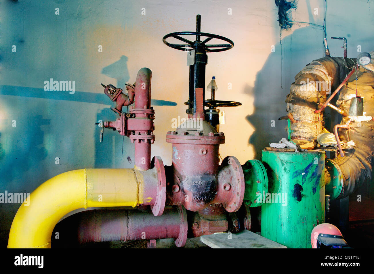 Water pumping station, industrial interior and pipes Stock Photo - Alamy